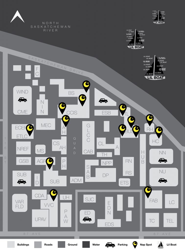North Campus Nap Map: for the sleep deprived student needing to rest ...