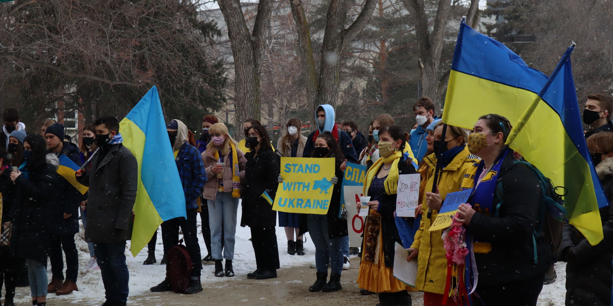 Ukrainian solidarity rally hosted by Ukrainian Students' Society in ...